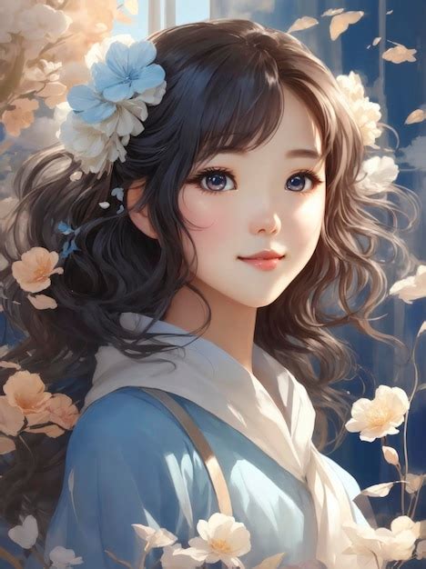Premium Ai Image Portrait Of A Cute Korean Girl Anime Style