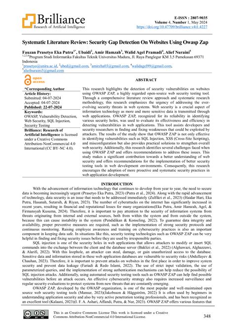 Pdf Systematic Literature Review Security Gap Detection On Websites Using Owasp Zap