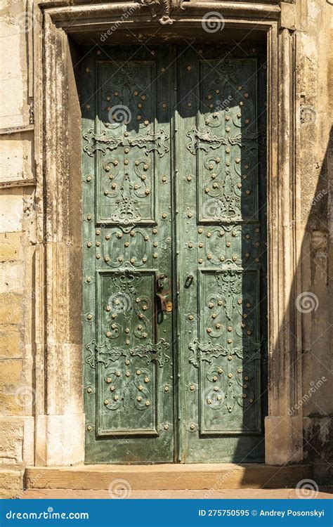 Element In The Architecture Of The Cathedral With Columns Roof And Windows Of Stained Glass Of