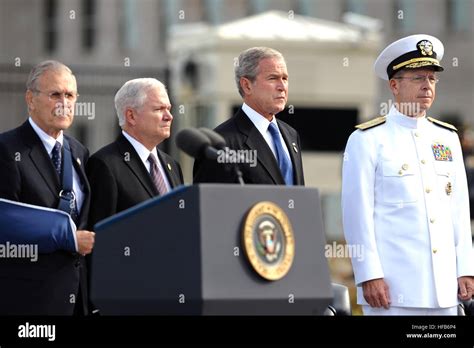 From Left Former Secretary Of Defense Donald H Rumsfeld Current