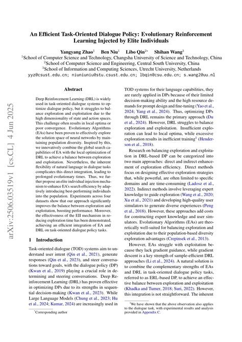 Pdf An Efficient Task Oriented Dialogue Policy Evolutionary Reinforcement Learning Injected