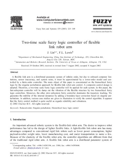 Pdf Two Time Scale Fuzzy Logic Controller Of Flexible Link Robot Arm