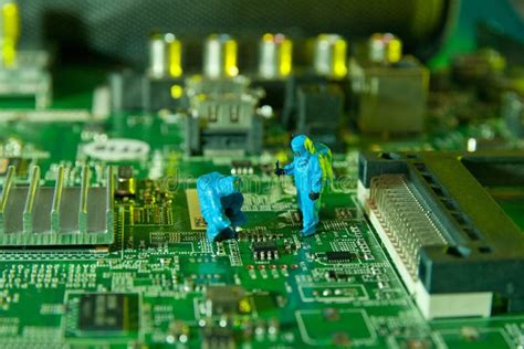 Man Checking Integrated Circuits The Concept Technology Stock Image