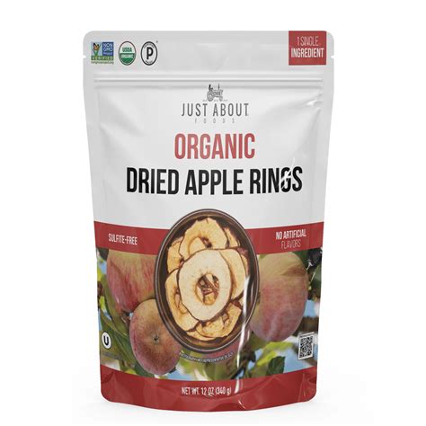 Manzana Orgánica Deshidratada En Rodajas 340 G 12 Oz Just About Foods