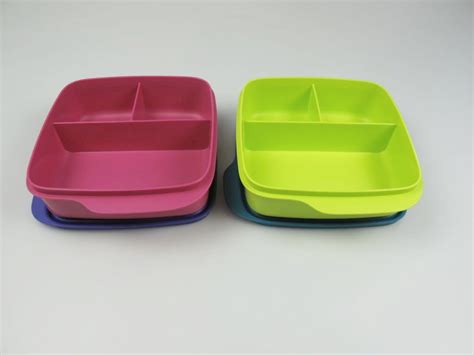 Tupperware Lunchbox Behälter Pinklila Grünblau Mit Trennwand 550 Ml