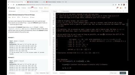 Leetcode 2335 Minimum Amount Of Time To Fill Cups Rigorous Analysis