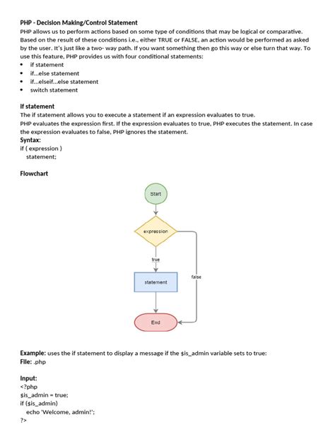 Php Decision Making In Control Statement Or Control Flow Pdf Php