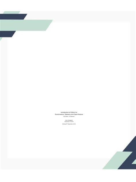 Introduction To Python For Econometrics Statistics And Data Analysis