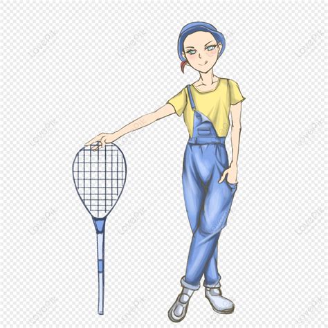 손으로 그린 소녀 테니스 Png 일러스트 무료 다운로드 Lovepik