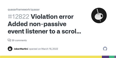 Violation Error Added Non Passive Event Listener To A Scroll Blocking · Issue 12822