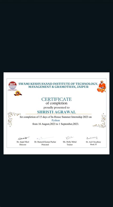 Shrishti Agrawal On Linkedin Proud To Share My Certificate Of