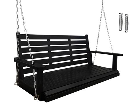 Fortune Candy Wooden Porch Swing Bench With Hanging Chains And Springs