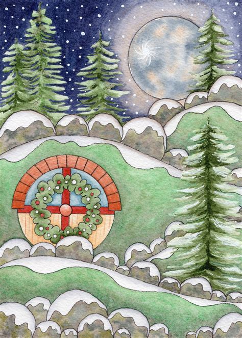 Hobbit House Hobbit Hole Hobbit Hobbiton Lotr Rolling Hills Snow Covered Trees Snow