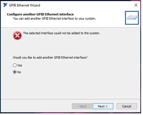my gpib enet device cannot be added to the system ni