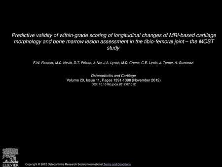 Loss Of Anterior Cruciate Ligament Integrity And The Development Of