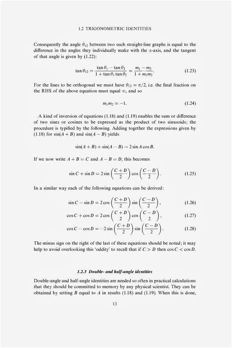 Phisic And Mathematical Methods Double And Half Angle Identities