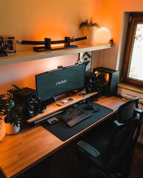 Minimalistic Black Wood Working Setup With A Nice Katana As Decoration