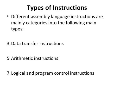 Types Of Instructions