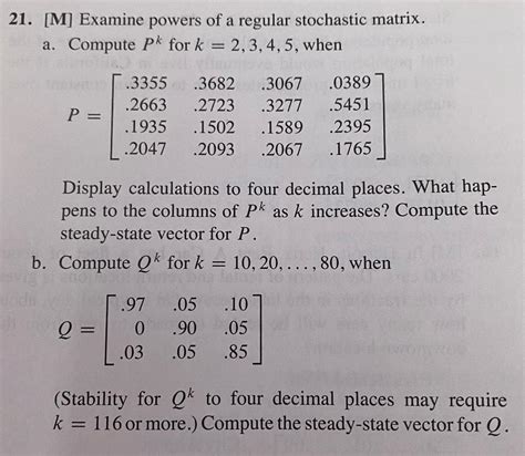 Solved Define And Create A Stochastic Matrix Initial State