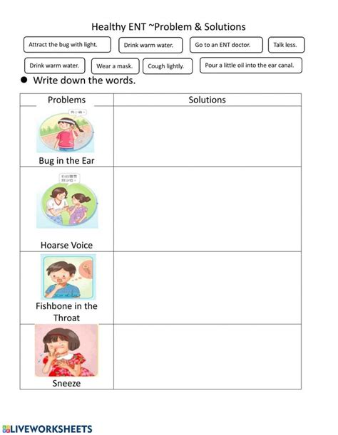 ENT Problems Solutions Worksheet Problem And Solution Solutions