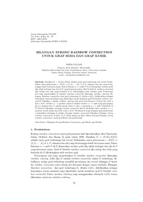Pdf Bilangan Strong Rainbow Connection Untuk Graf Roda Dan Graf Kubik