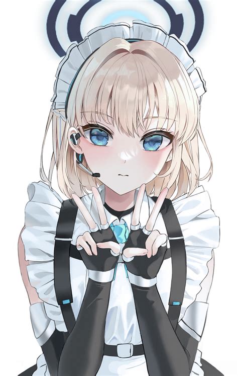 Safebooru 1girl Apron Blonde Hair Blue Archive Blush Chest Harness Chie User Snfh8333 Double