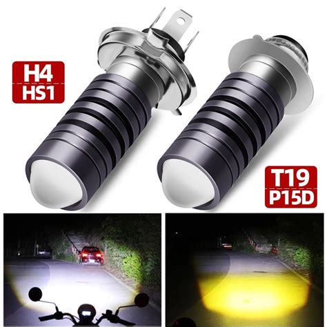 หลอดไฟหน้า Led T19 P15d Px15d H6m H4 Hs1 Hi Lo Beam 6000k สีขาว 3000k