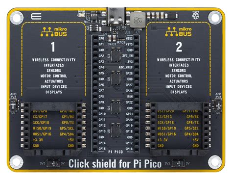 mikroe 4985 mikroelektronika development board click shield rp2040