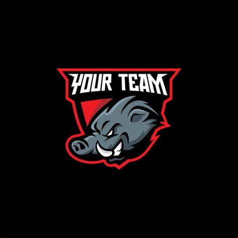 스포츠 멧돼지 마스코트 로고 프리미엄 벡터
