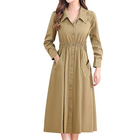 Aoreugl Womens Casual Button Down Shirt Dresses Long Sleeve Collar