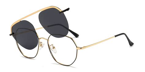 Mya Oval Gold Clip On Sunglasses For Men And Women Lensmart Online