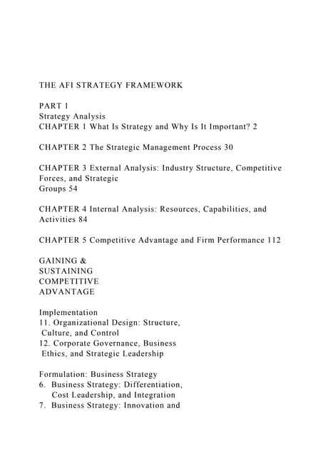 The Afi Strategy Frameworkpart 1strategy Analysis Chapdocx