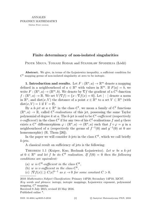 Pdf Finite Determinacy Of Non Isolated Singularities