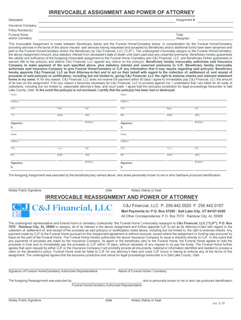 Fillable Online Irrevocable Assignment Fuller Brothers Funeral Home Fax Email Print Pdffiller