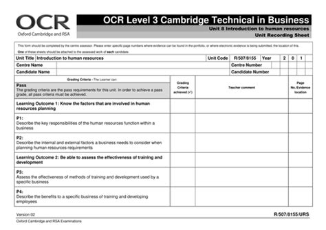 Unit 8 Btec 2016 Business Level 3 Assignment Brief And Feedback Sheet Teaching Resources
