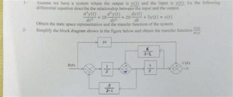 Solved Assume We Have A System Where The Output Is Y T And Chegg