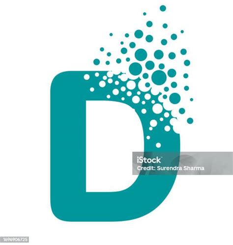 흰색 배경에 분리된 알파벳 D를 분산시킵니다 벡터 일러스트레이터 개념에 대한 스톡 벡터 아트 및 기타 이미지 개념 구별하기