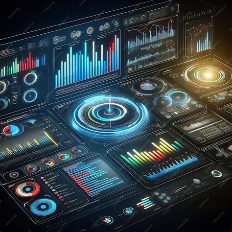 A Futuristic Digital Dashboard Displaying Various Data Visualizations