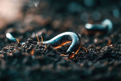 Earthworms Move Through Dark Fertile Soil Creating Texture And Aeration