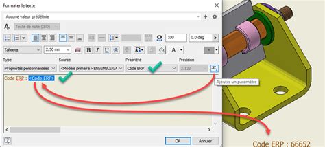 Insertion d iPropriétés dans les annotations Inventor Aplicit