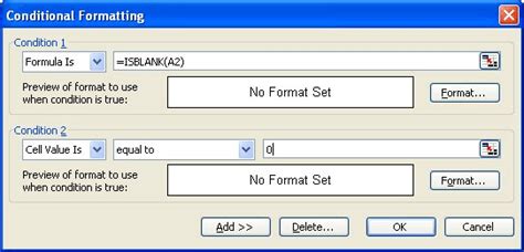 conditional formats that distinguish blanks and zeroes microsoft excel