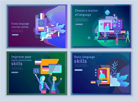 Landing Page Templates For Online Language Courses Distance Education Training Language