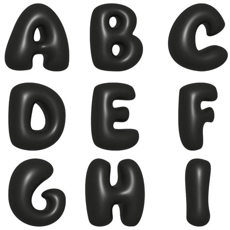 3d Bubble Letters Black Font Png Svg Bubble Gum Letters Summer Cute Playful 3d Bubbly Pool