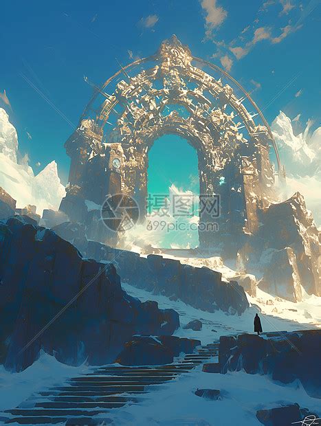 冰雪石门插画图片下载 正版图片601188784 摄图网