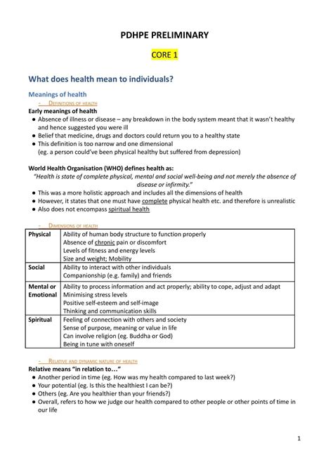 Full Prelim Notes Personal Development Health And Physical Education Year 11 Hsc Thinkswap