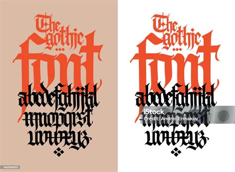 고딕 글꼴 영어 알파벳 벡터 문신 개인 및 상업적 목적으로 글꼴 문자와 요소는 흰색 배경에서 격리됩니다 비문에 대한 서예 현대 그런지 스타일 고스에 대한 스톡 벡터 아트 및