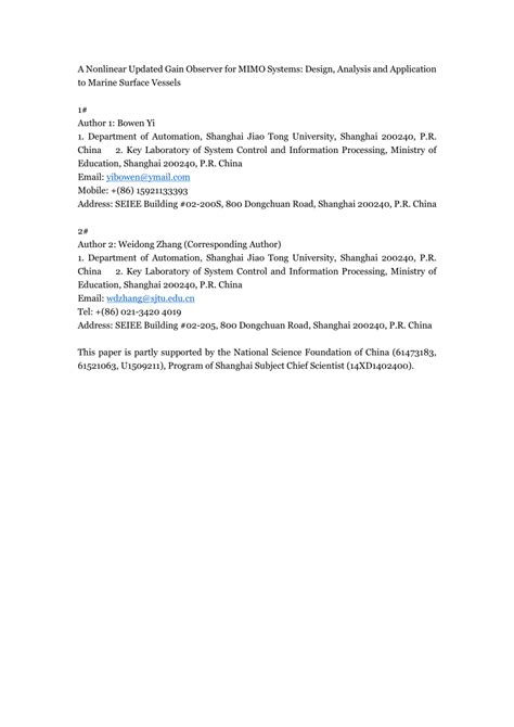 pdf a nonlinear updated gain observer for mimo systems design