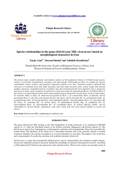 Pdf Species Relationships In The Genus Helichrysum Mill Asteraceae