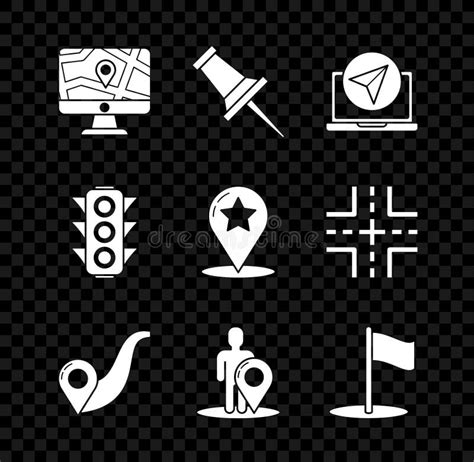 Set Monitor And Folded Map With Location Push Pin Infographic Of City Navigation Route Map