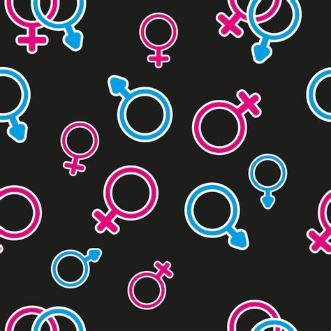 Modèle De Symboles De Genre Masculin Et Féminin Sur Fond Noir